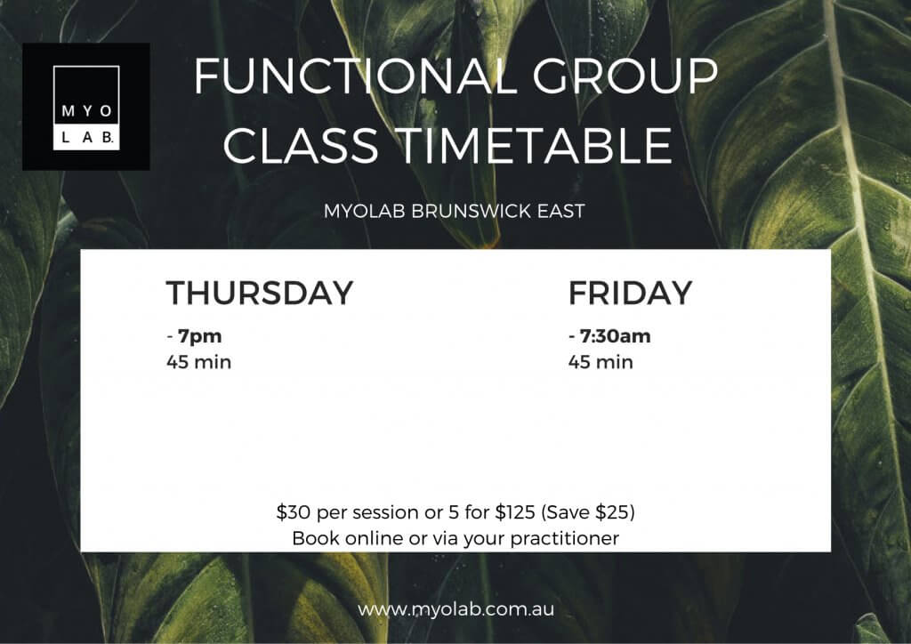 Functional Group Classes + Timetable - MyoLab
